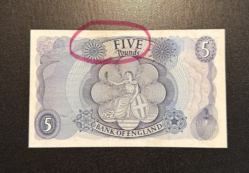 OLD FIVE POUNDS NOTE HOLLOM BANK OF ENGLAND CIRCULATED FIRST RUN A06 ...