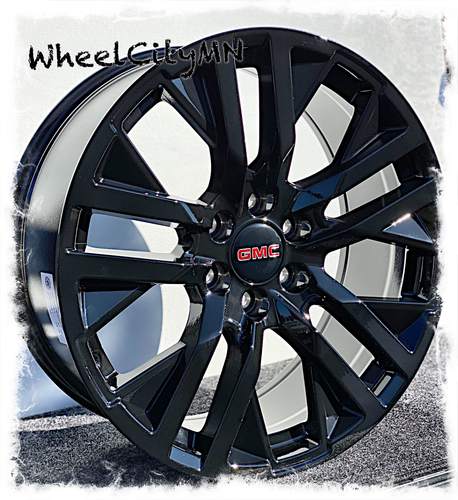 22" gloss black OE replica 5903 SES wheels fits 2023 GMC Sierra AT4 ...