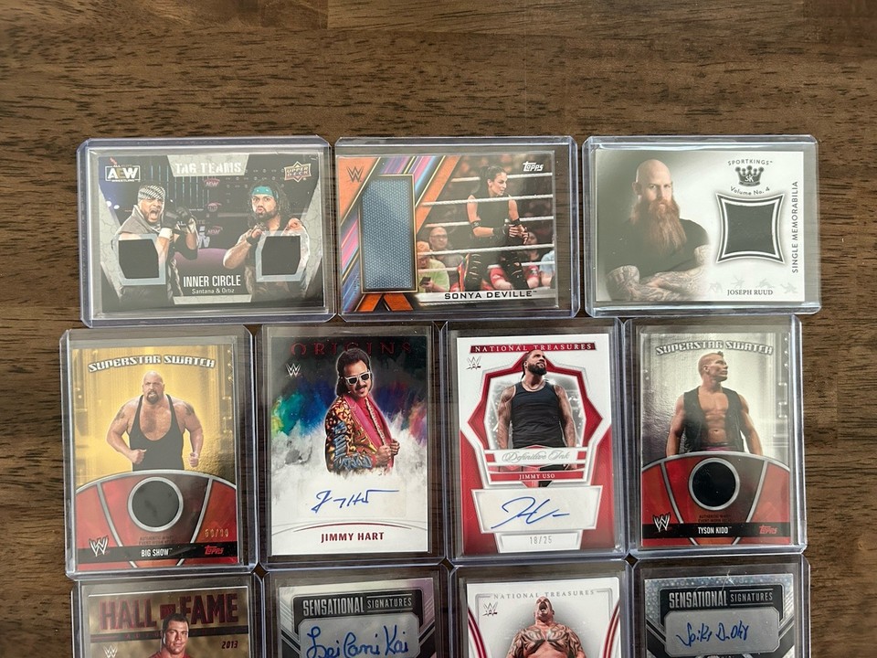 14 WWE Auto Relic Lot Kurt Angle AEW TNA Autograph Spike Dudley ...