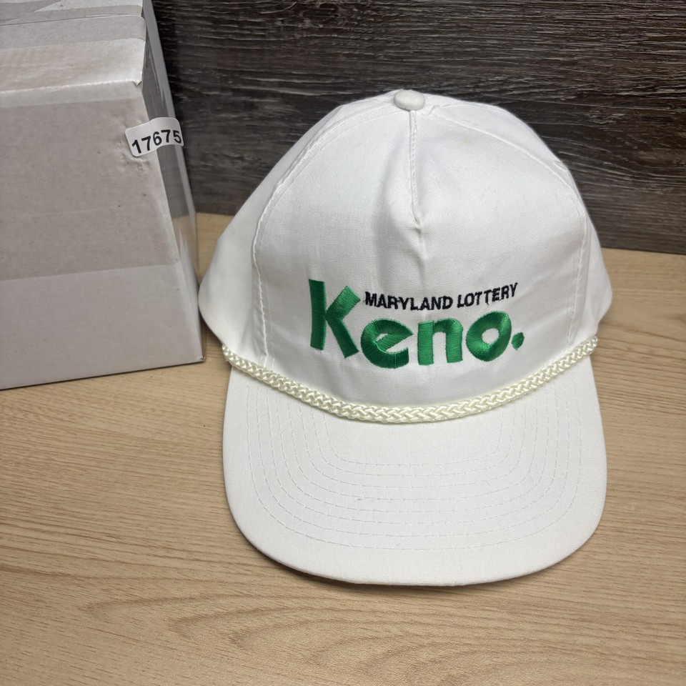 Vintage Maryland Lottery Keno Hat Cap Strap Back One Size White Rope | eBay