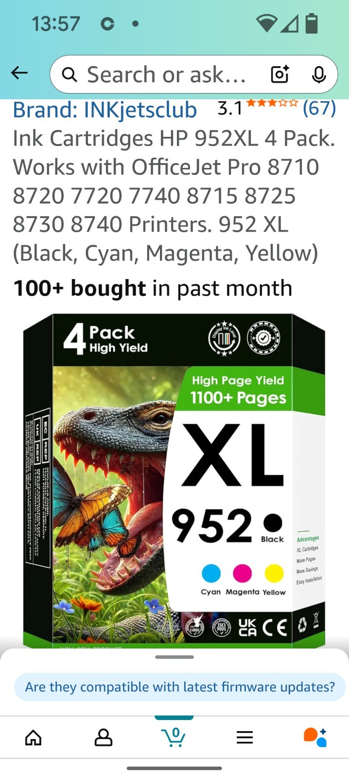 HP 952XL/952 High Yield Black and Standard Color Ink Cartridge | eBay