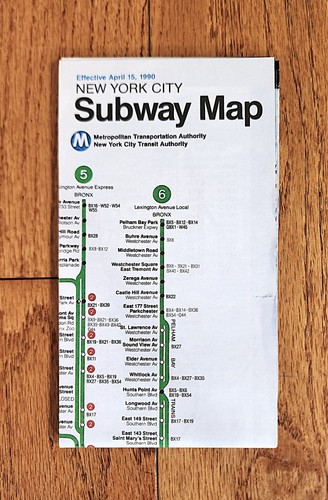 VINTAGE 1990 NYCTA NYC SUBWAY MAP NEW YORK CITY TRANSIT AUTHORITY BMT ...