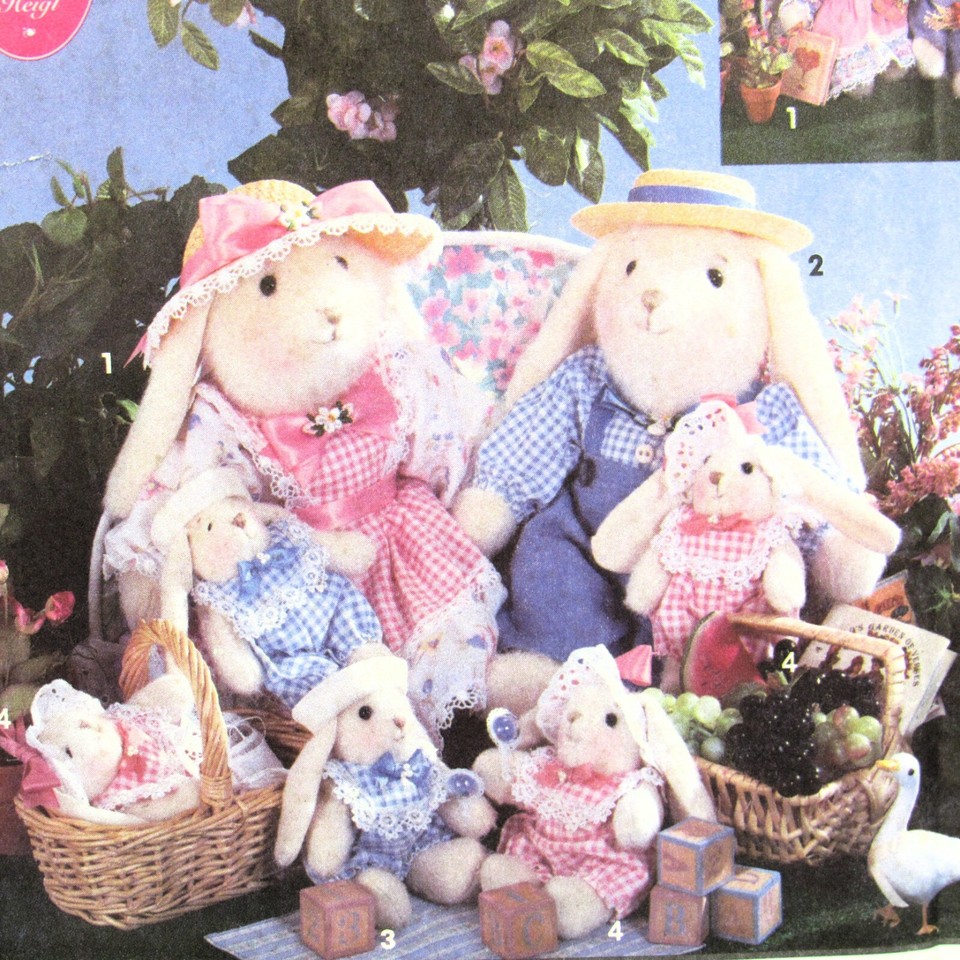 Bunny Rabbit Soft Sculpture Doll Family Clothes Pattern Simplicity 8322 ...