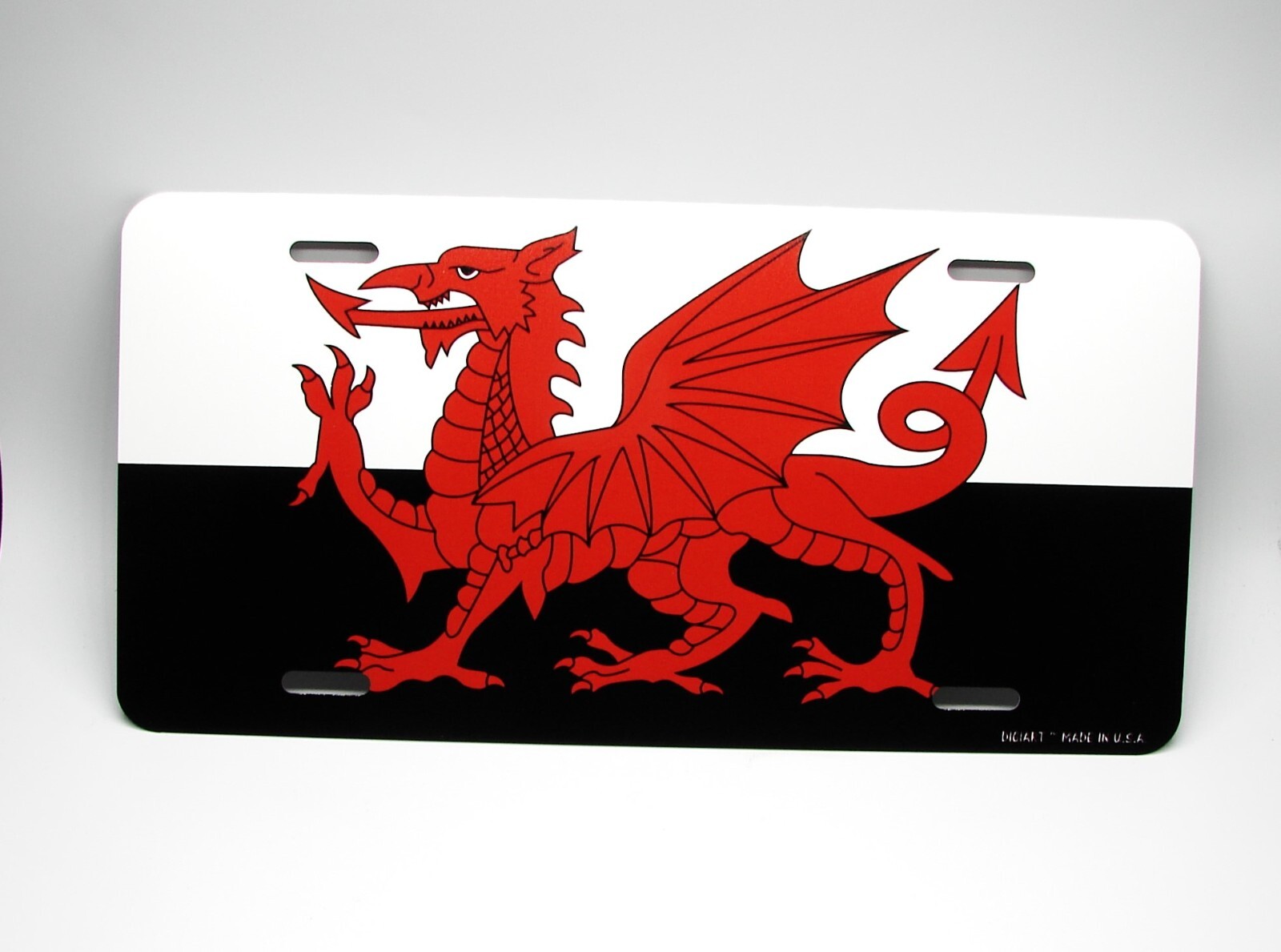 WELSH, WALES FLAG METAL CAR LICENSE PLATE. WELSH DRAGON FLAG BLACK ...
