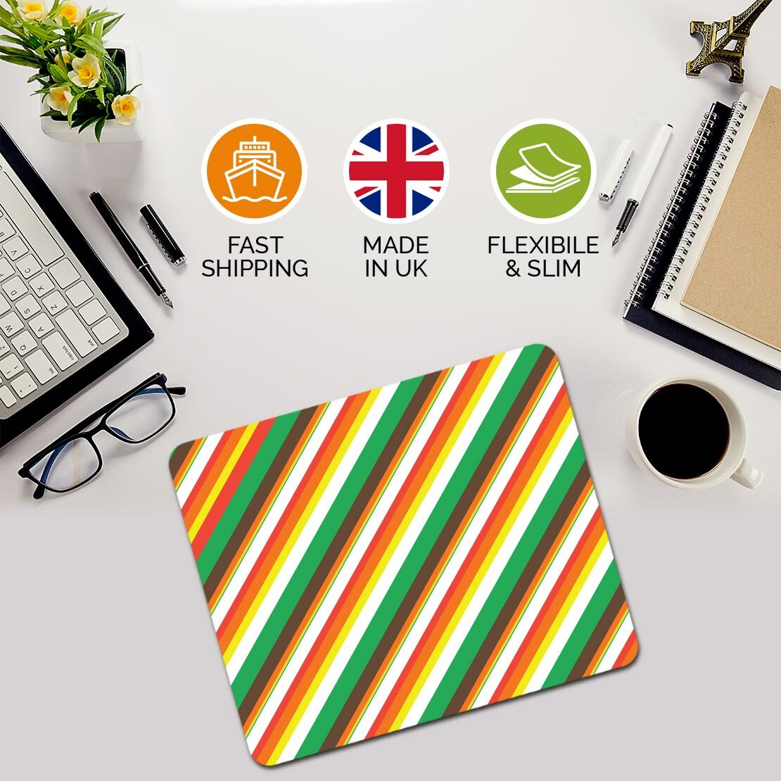 Rectangle Mouse Mat - Retro Autumn Stripe Colours #46251 | eBay