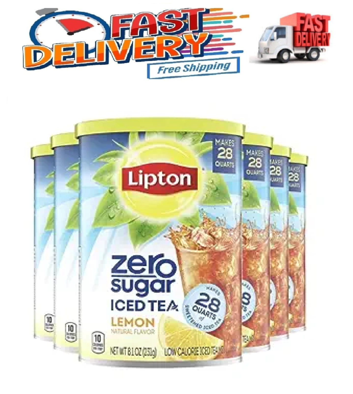 Lipton Zero Sugar Iced Tea Mix, Lemon Low Calorie, 8.1 Ounce (Pack of 6 ...