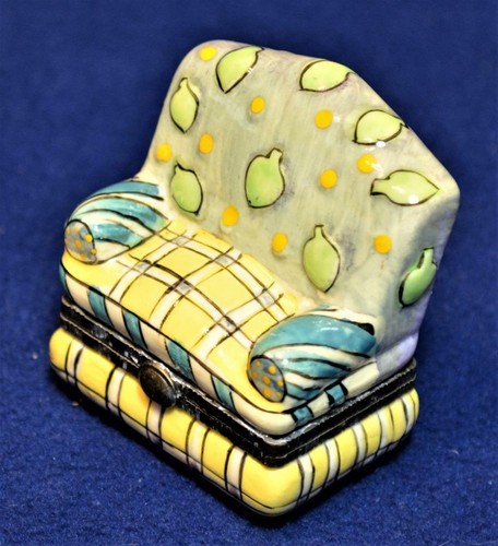 Vintage Porcelaine Temps Pour Repos Jaune Vert Coach Forme Charnière ...