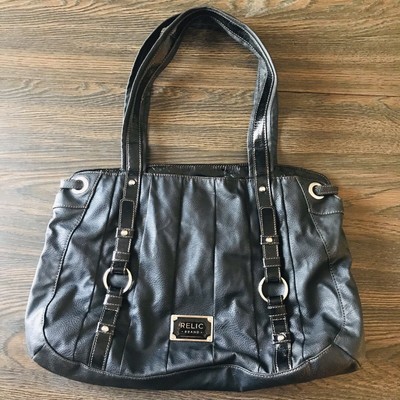 Large Relic Brand Black Faux Leather Shoulder Bag Purse | eBay