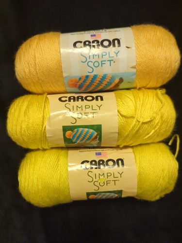 Mixed lot (3) Caron Simply Soft Yarn Lemonade Sunshine Super Duper ...