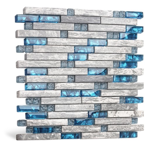 BLUJELLYFISH TSTMGT002 12x12" Marble Interlocking Pattern Art Mosaics ...