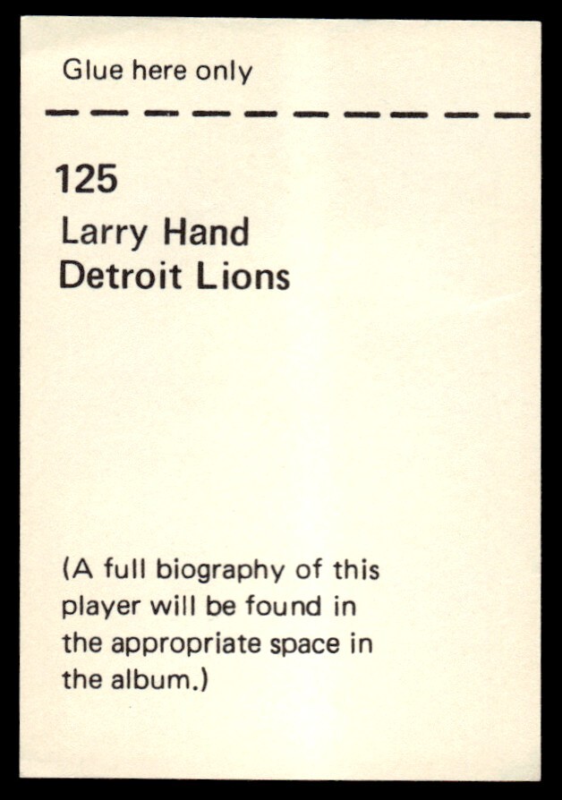 1971 NFLPA WONDERFUL WORLD STAMPS LARRY HAND DETROIT LIONS #125 | eBay