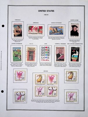 Mint and Used United States Postage Stamps Hinged on Harris Album Page ...