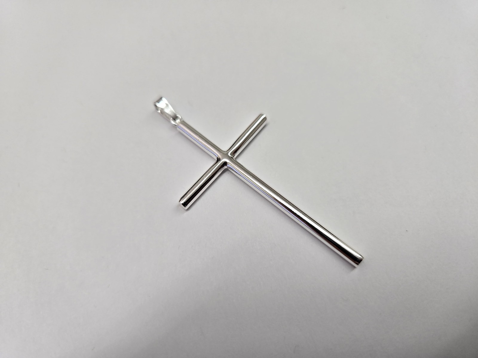 925 Sterling Silver Large Plain Tubular Cross Pendant 2 1/4 Inch Tall ...
