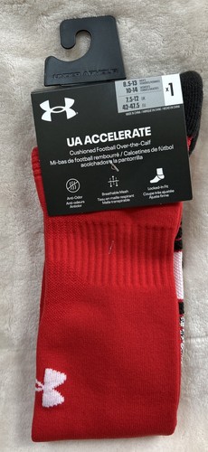Under Armour Socks UA Red Accelerate Baseball Soccer Football M 8.5-13 ...