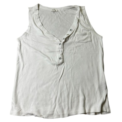 POL v neck Henley Button Tank Top White Size SMALL | eBay