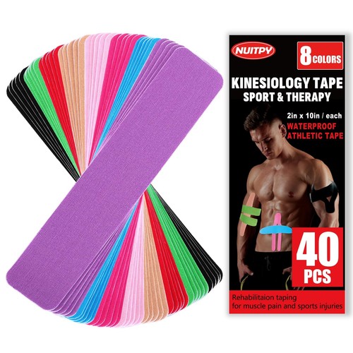 40PCS Precut Kinesiology Tape Strips, 8 Colors 2 inch x 10 inch Cotton Athlet... | eBay