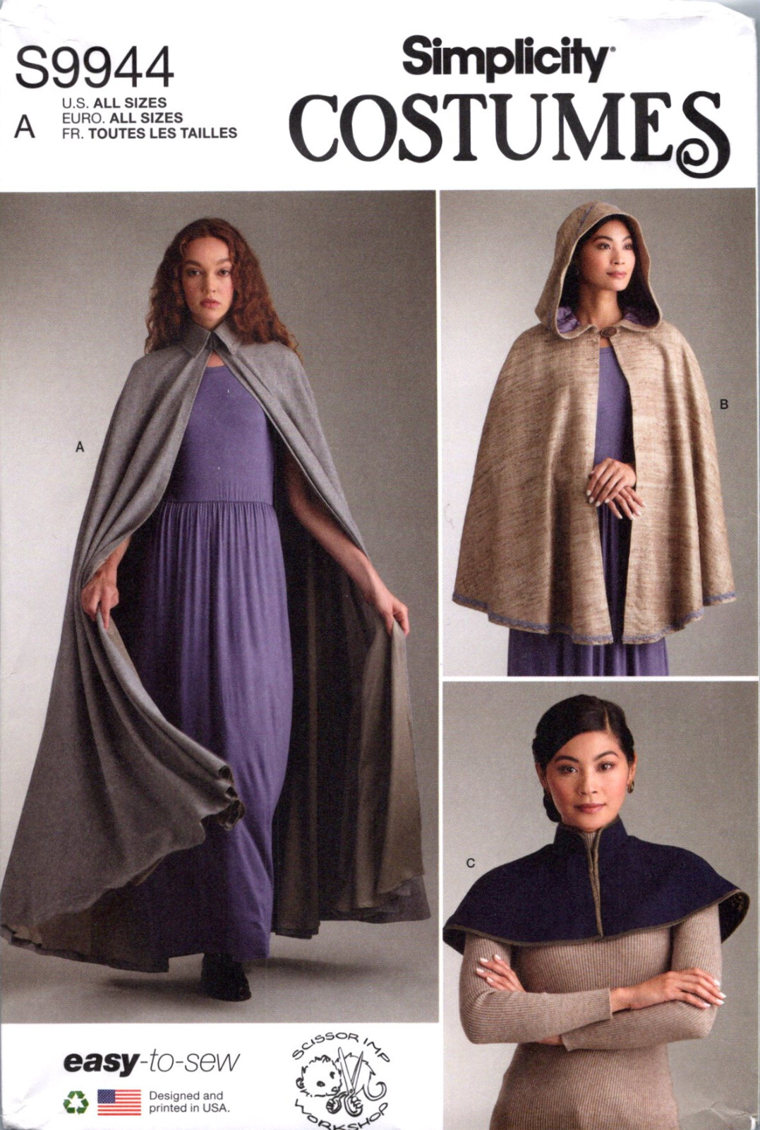 SIMPLICITY PATTERN 9944 CAPES CAPELET MISSES SIZES XSM SM MED LG XLG ...
