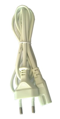 WHITE F8 FIGURE EIGHT 2-PRONG MAINS POWER CHARGER ADAPTER LEAD CABLE EU ...