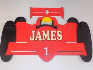 Racing Car name board Personalised Wood sign Letter wall/door/toy box ...