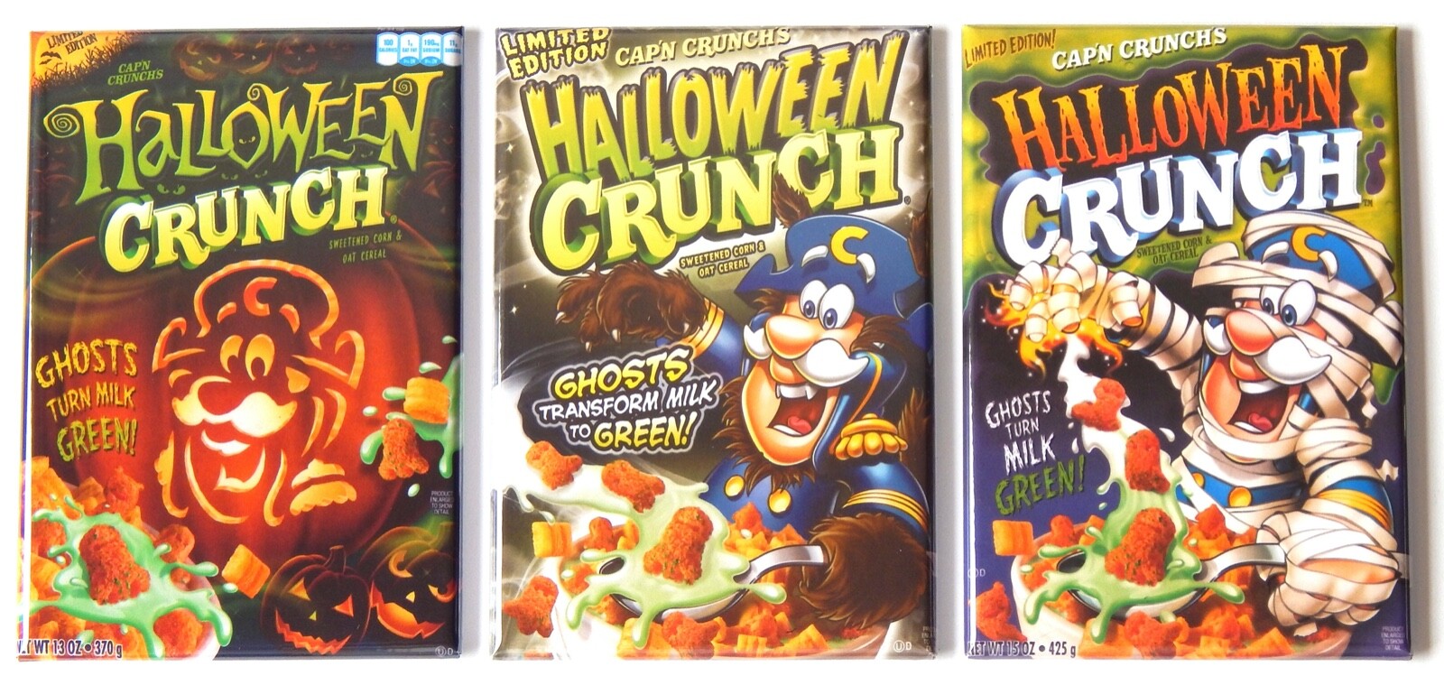 Halloween Cap'n Crunch FRIDGE MAGNET Set cereal box werewolf mummy ...