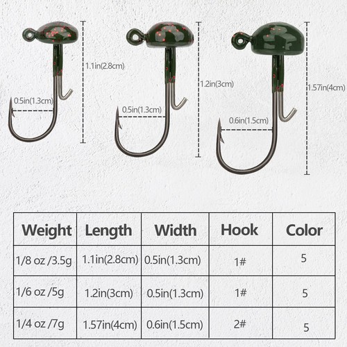 20pcs 5g 7g Ned Rig Jig Heads Mushroom Hooks Fishing Bait Lures With ...
