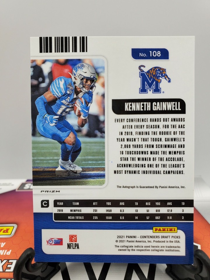 2021 Panini Contenders Draft Picks Kenneth Gainwell Rookie Prizm ...