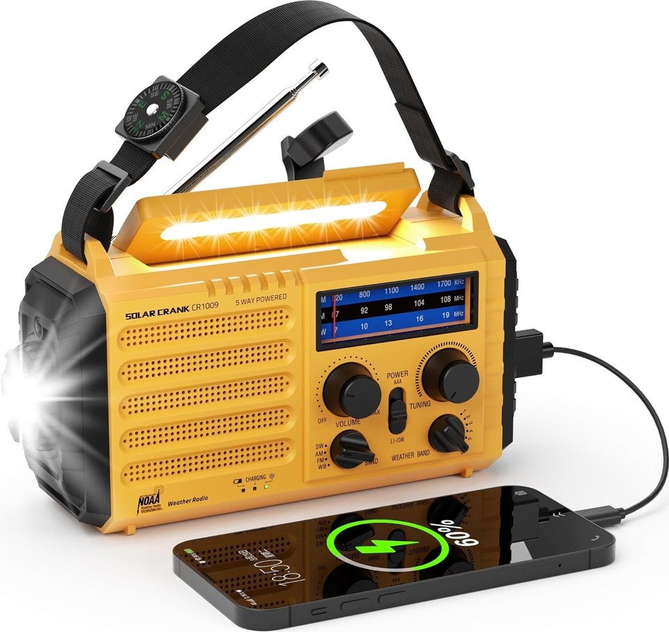 5-Way Powered Emergency Radio & Survival Gear with SOS Alarm and ...