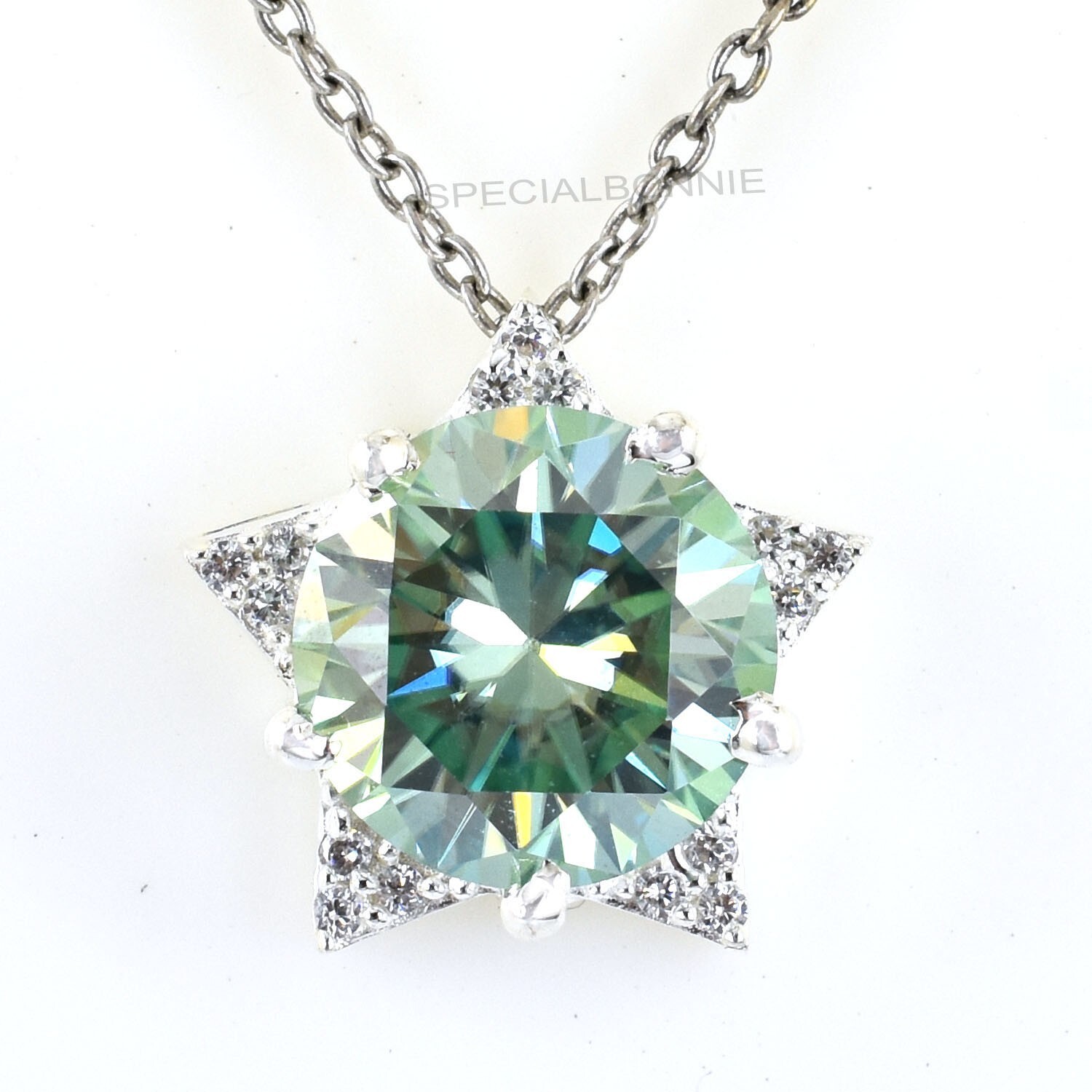 Certified 6.05Ct Blue Diamond Star Pendant-925 Silver Great Shine VIDEO ...