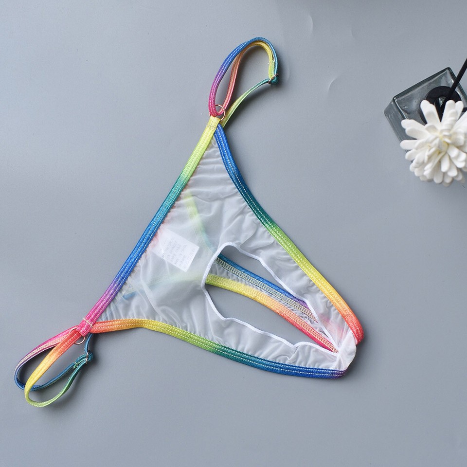 Sexy Men's Mesh Open Front Thong Underwear Elastic G-string Tanga ...