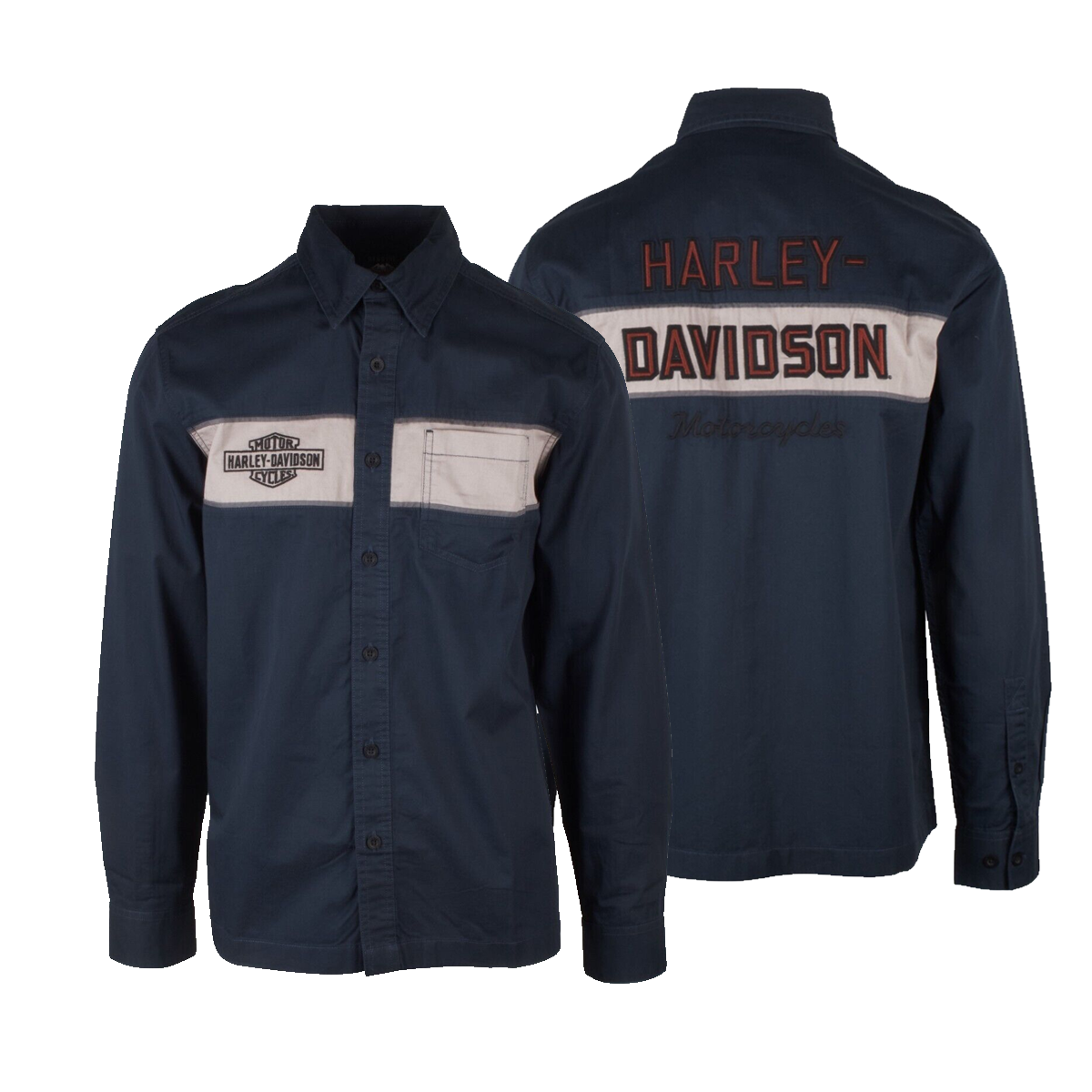 Harley-Davidson Men's Arched Graphic Colorblock Mechanics L/S Woven ...