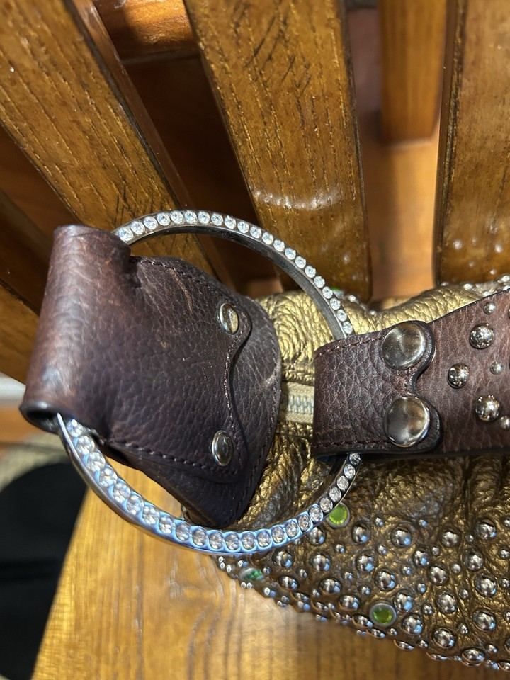 Cole Haan G Series Bronze Leather Studded Handbag/Wristlet EUC!! | eBay