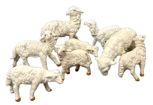 Vtg Fontanini Christmas Nativity Paper Mache Sheep Lamb Figurines Lot ...