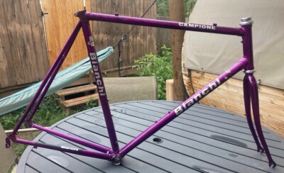 56cm Bianchi Campione Del Mondo frame purple tange steel classic road ...