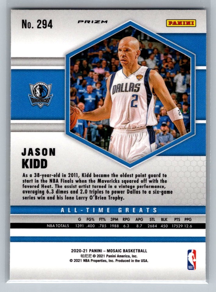 2020-21 Panini Mosaic #294 Jason Kidd Mosaic Reactive Yellow | eBay