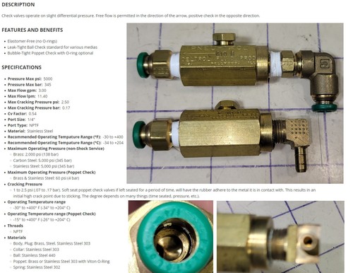 Lot 2 Deltrol Pneu-Trol Fluid Check Valve C10 B 1/8” Stainless Steel ...