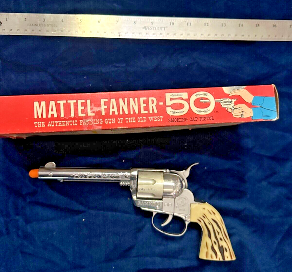 Mattel Fanner 50 Cap Toy Pistol Gun Replica Colt .45 with original box ...