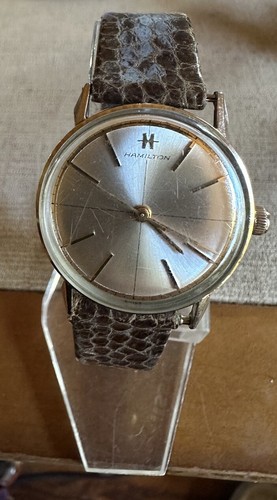 Vtg 1960s HAMILTON 10k Rolled Gold Plate Mechanical Mens Wrist Watch ...