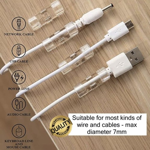 20 Self Adhesive Cable Clips Stays Wire Tidy Organiser Line Holder ...