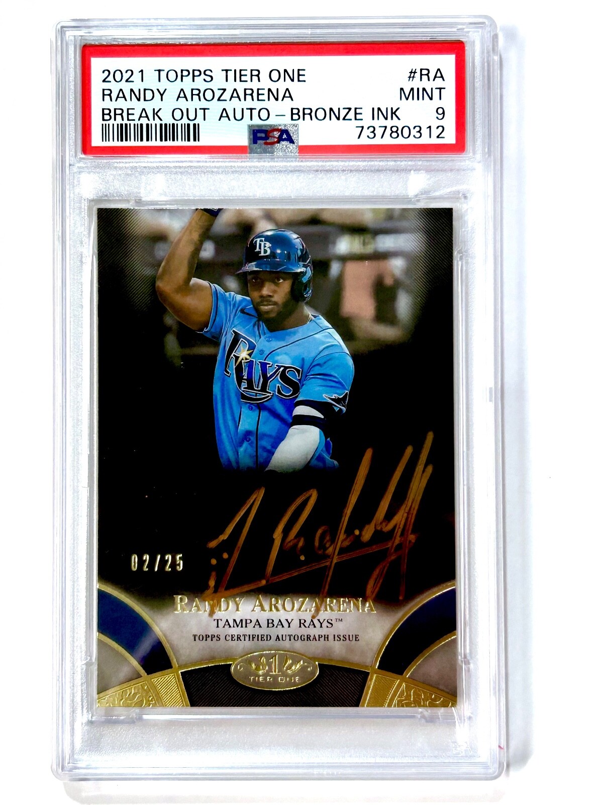 2021 Topps Tier One RANDY AROZARENA #BOA-RA Break Out Auto 2/25 - PSA-9 ...