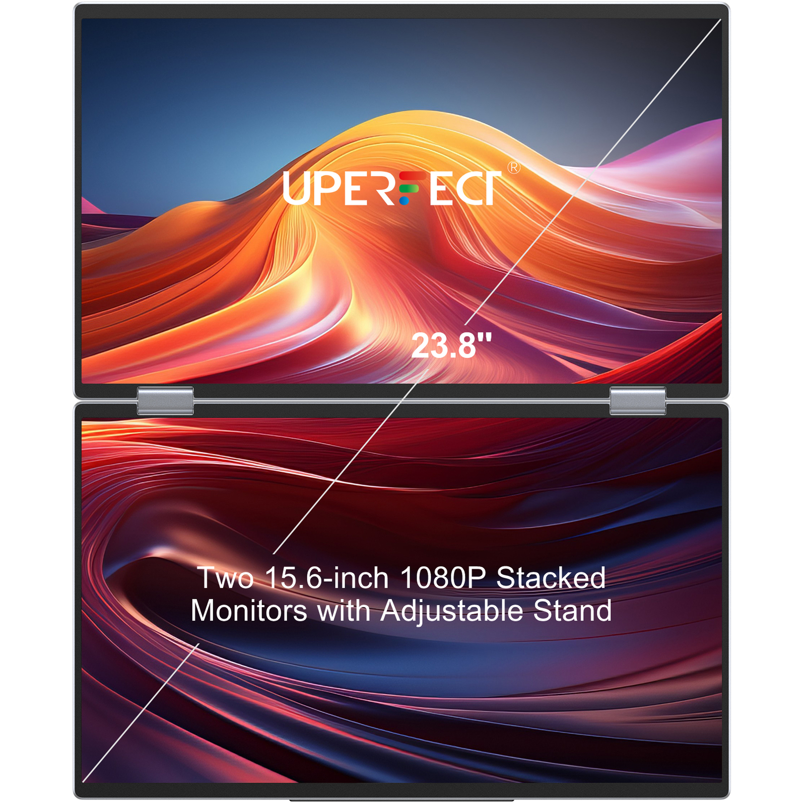 2024 Dual Stacked 15.6" Folding Monitor Triple Portable Display w ...