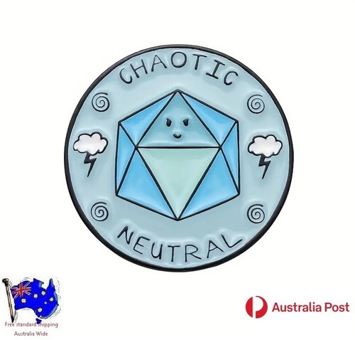 Dungeons And Dragons D20 Chaotic Neutral Round Enamel Pin D&D Badge | eBay