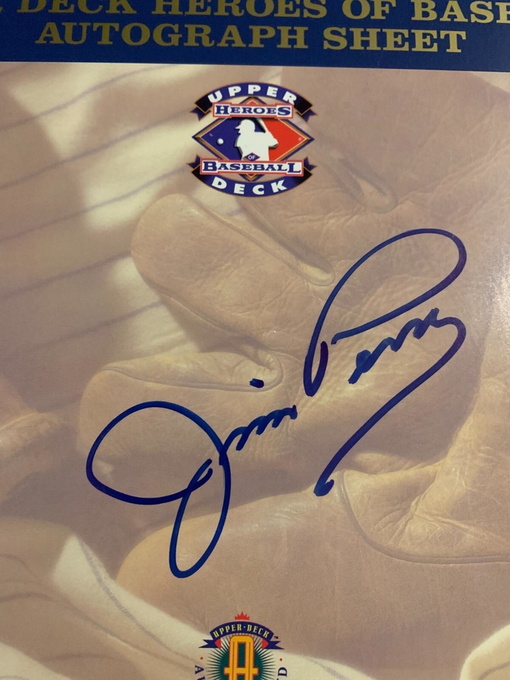 Jim Perry Signed 8.5X11 Upper Deck Heroes Of Baseball Sheet Detroit ...