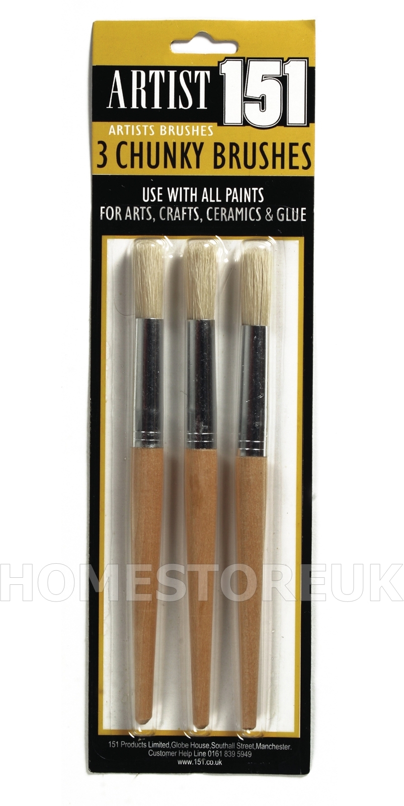 3 PCS ARTIST CHUNKY PAINT BRUSHES SET ROUND TIP BRUSH SCHOOL KID ART ...