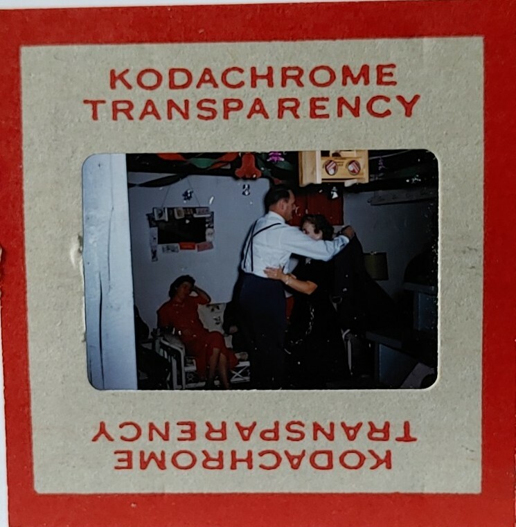 Kodak Slide 1950s Red Border Kodachrome Man Putting his Jacket on a ...