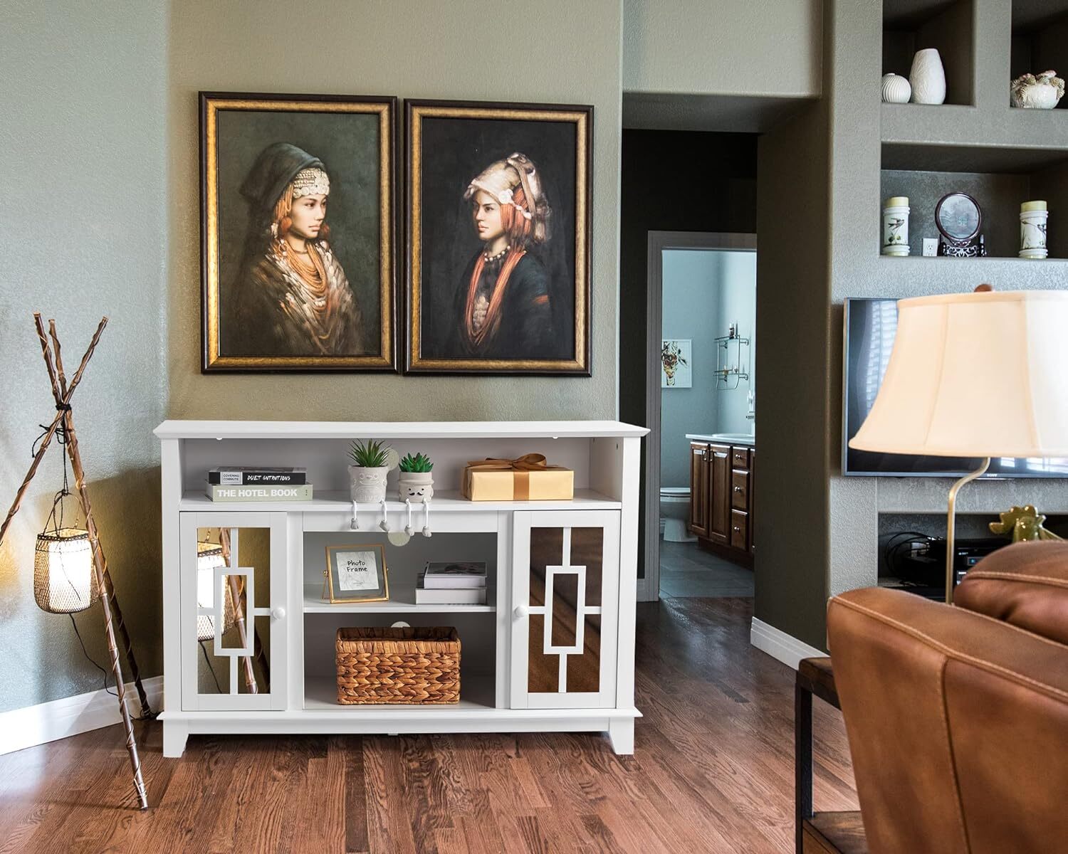 Modern Mirror TV Stand Entertainment Center for 55'' TV Media Console ...