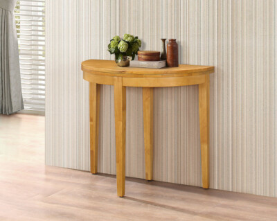 Hall Table Round Dining Table Side Table Folding Half Moon Oak Finish ...