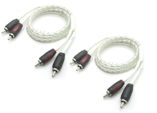 (2) PREMIUM White Marine 1.5 Feet Triple Shielded Twisted RCA Cables ...