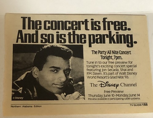 Jon Secada Party All Nite Tv Guide Vintage Print Ad Disney Channel ...