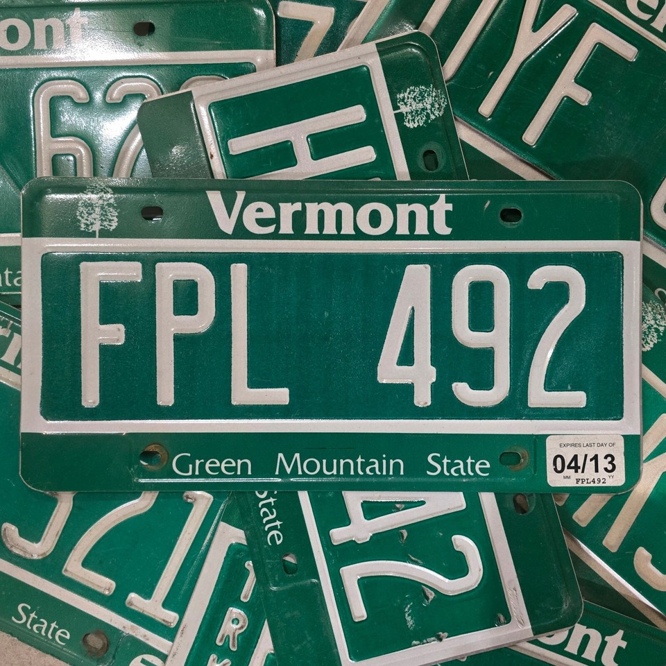 VERMONT LICENSE PLATE 🔥FREE📬🔥 1 ~ RANDOM LETTERS & #'S ~ GREEN MOUNTAIN ...