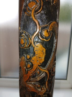 Vintage Large Carved Chinese Dragon Standard Lamp - Solid Dark Wood ...